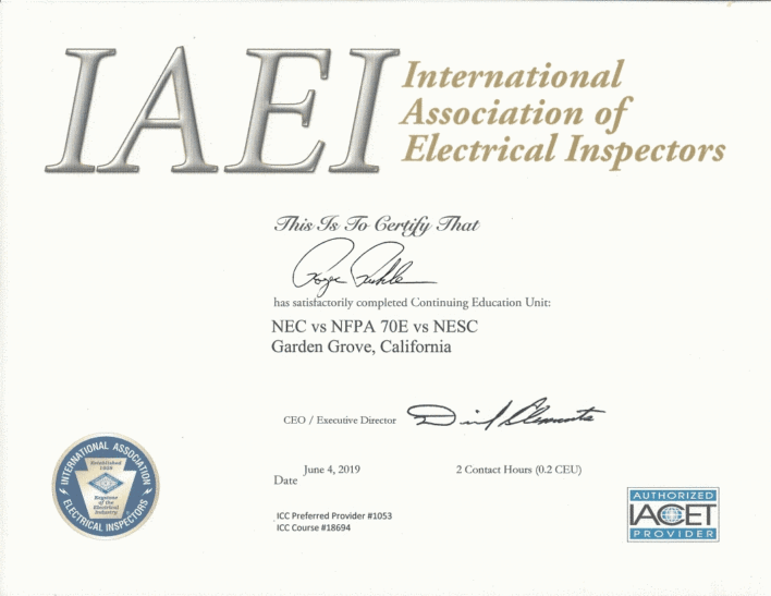 Certifications – CEU’s – No Fix No Pay